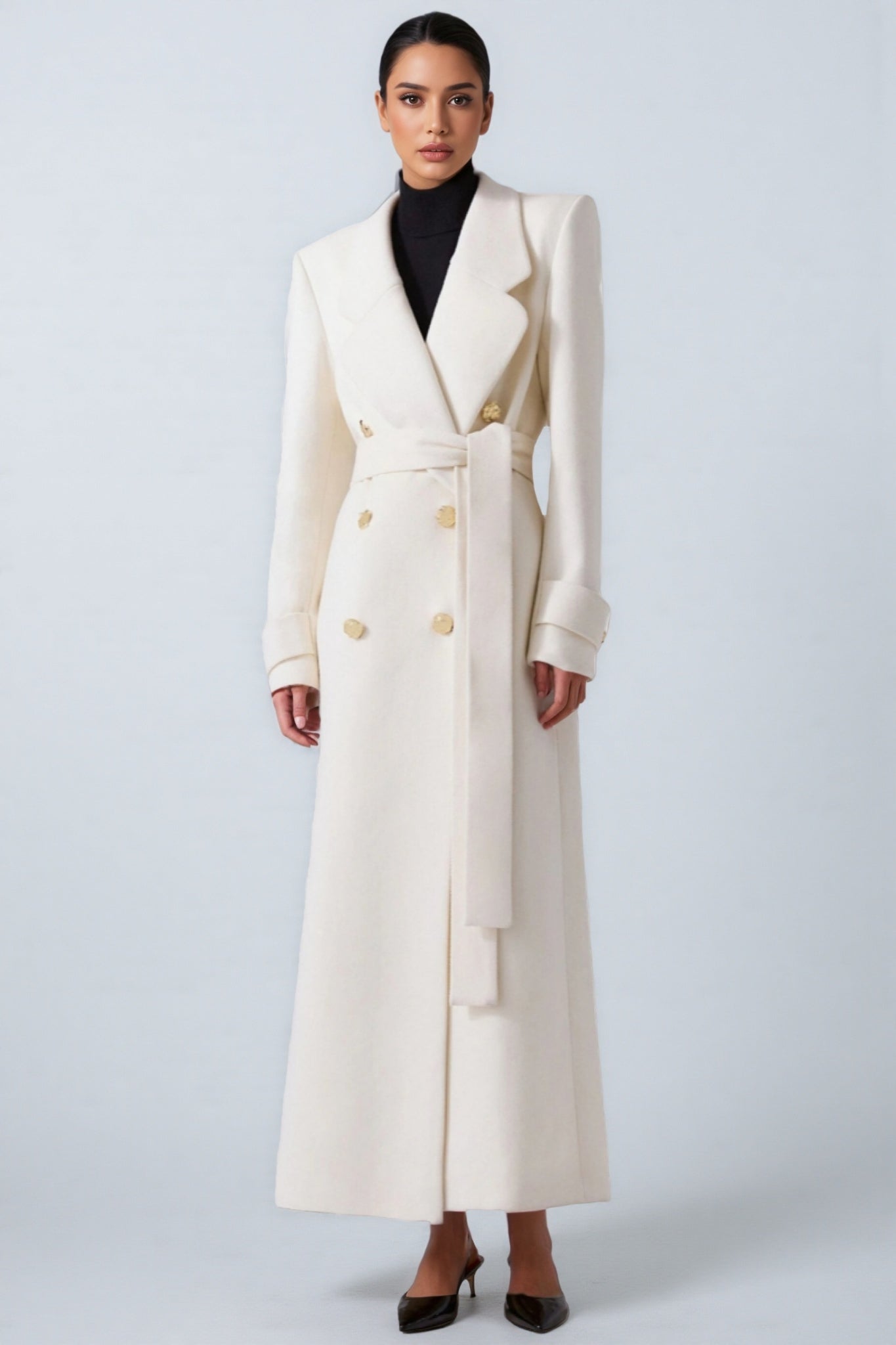 Cecily White Back Split Coat – Ooins